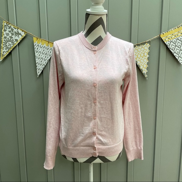 J. Crew Factory | Sweaters | J Crew Factory Light Heather Pink Cardigan ...
